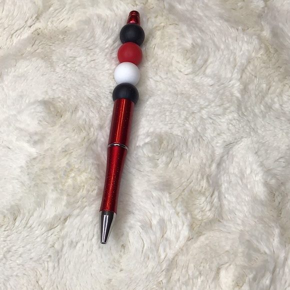 handrafted | Office | Handcrafted Beaded Pen Redblackwhite Made With ...